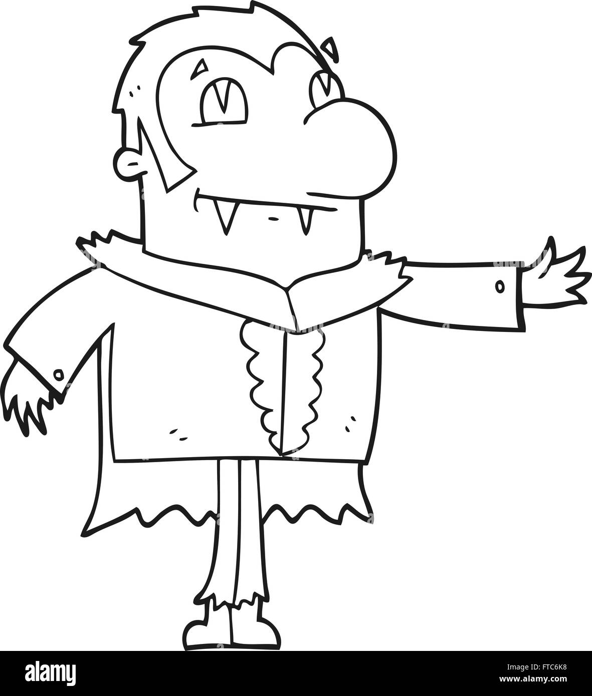 freehand drawn black and white cartoon vampire Stock Vector Image & Art ...