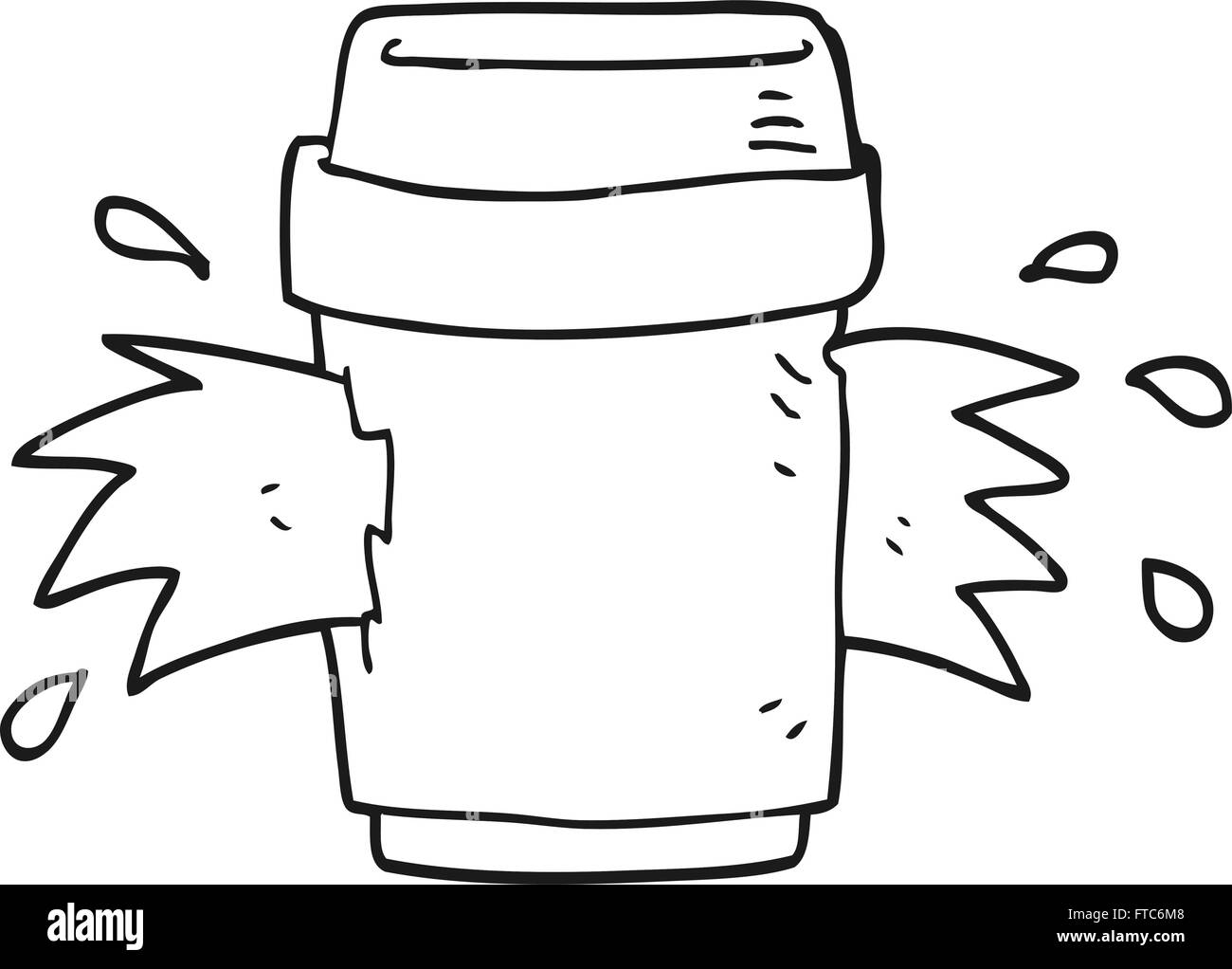 freehand drawn black and white cartoon exploding coffee cup Stock ...