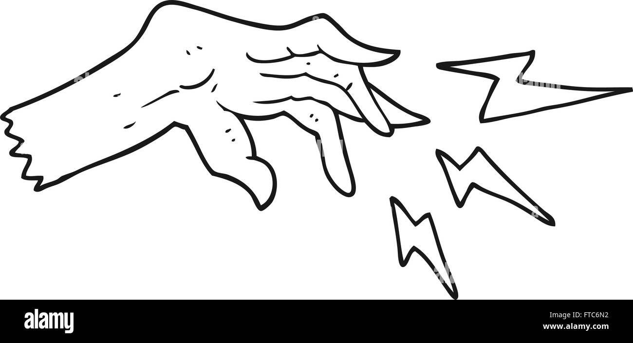 freehand drawn black and white cartoon hand casting spell Stock Vector ...