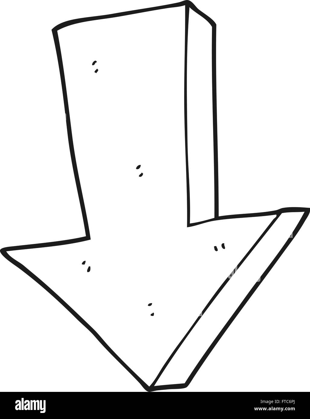 freehand drawn black and white cartoon arrow pointing down Stock Vector ...