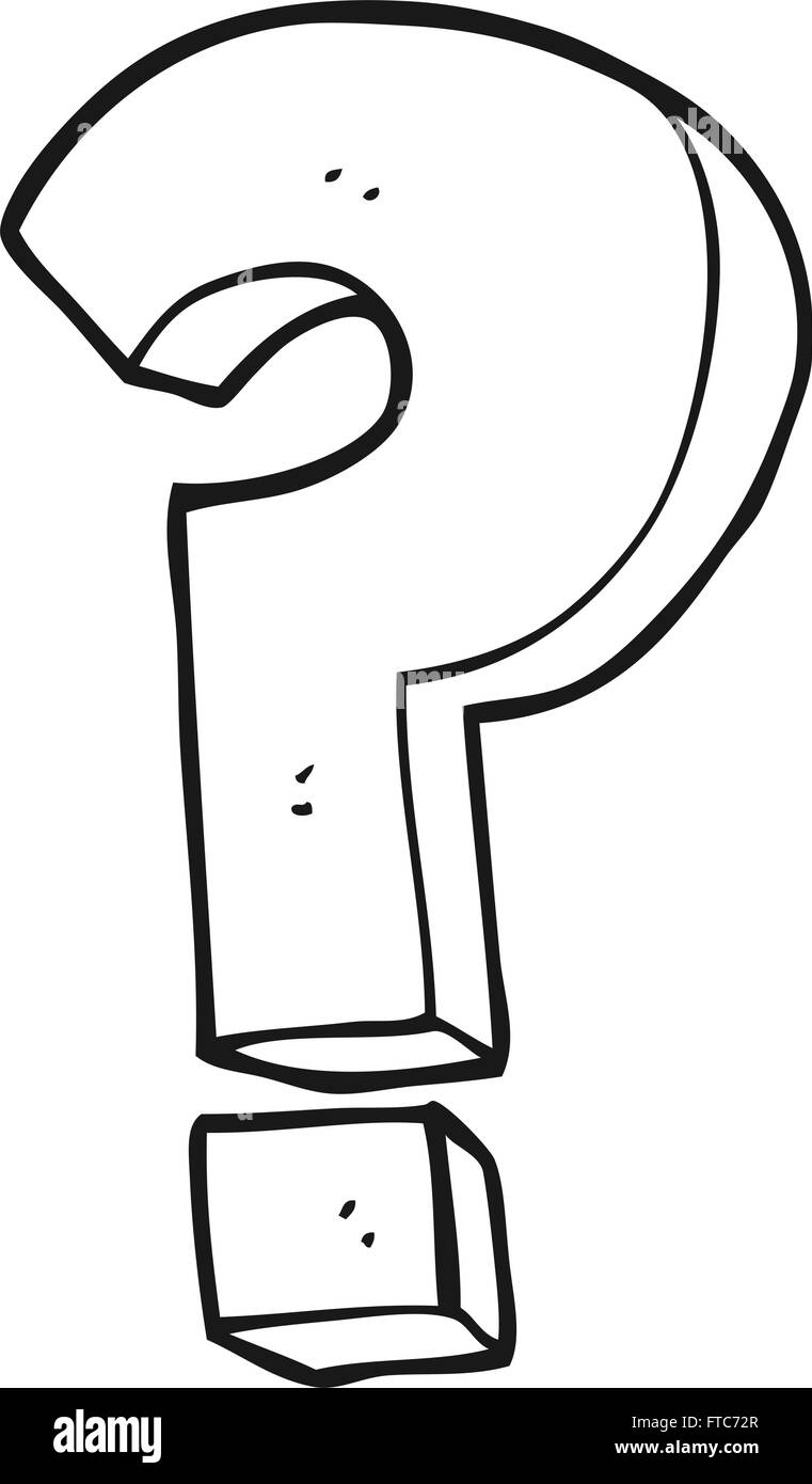 freehand drawn black and white cartoon question mark symbol Stock ...