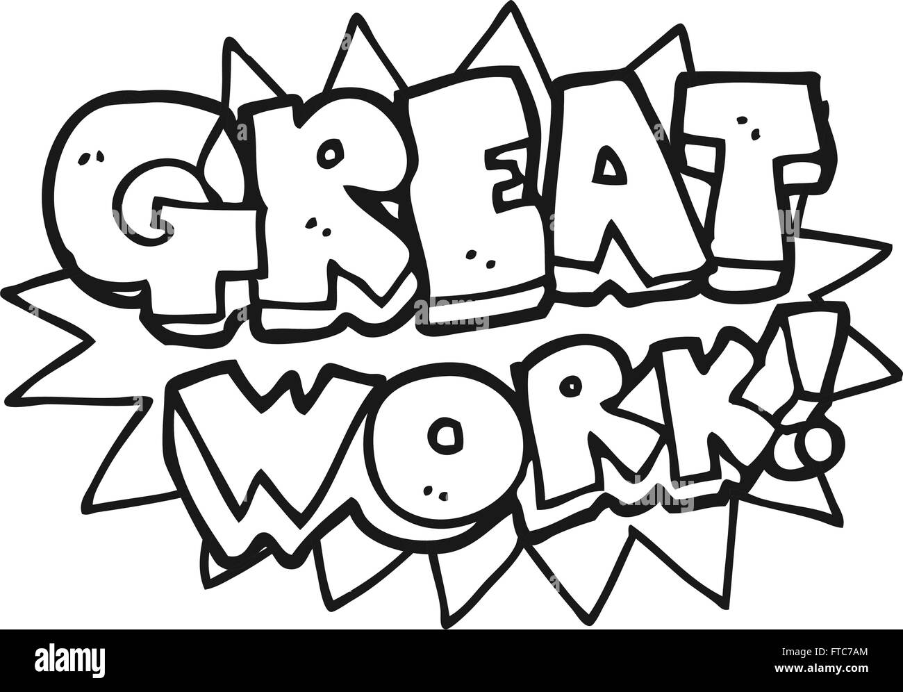 freehand drawn black and white cartoon great work symbol Stock Vector ...