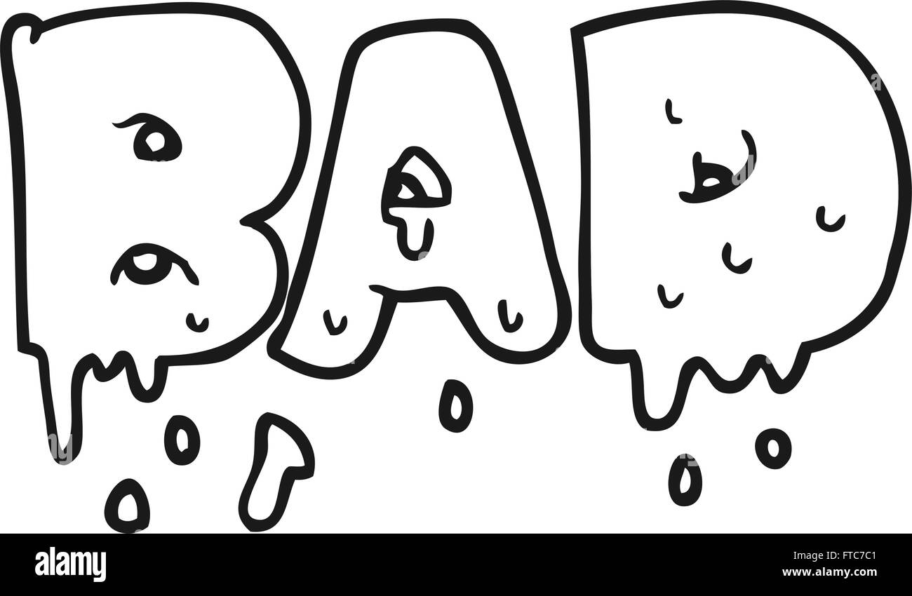 freehand drawn black and white cartoon word bad Stock Vector Image ...