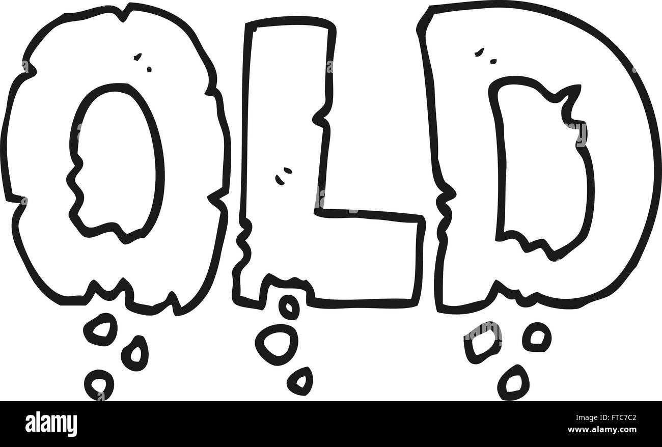 freehand drawn black and white cartoon word old Stock Vector Image ...