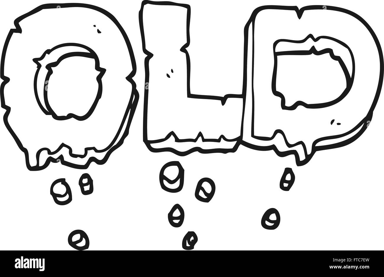 freehand drawn black and white cartoon word old Stock Vector Image ...