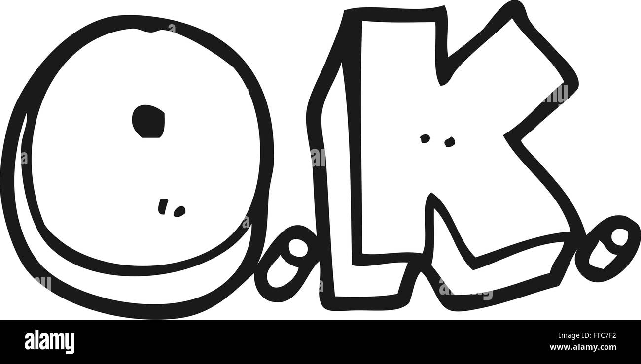 freehand drawn black and white cartoon word OK Stock Vector Image & Art ...