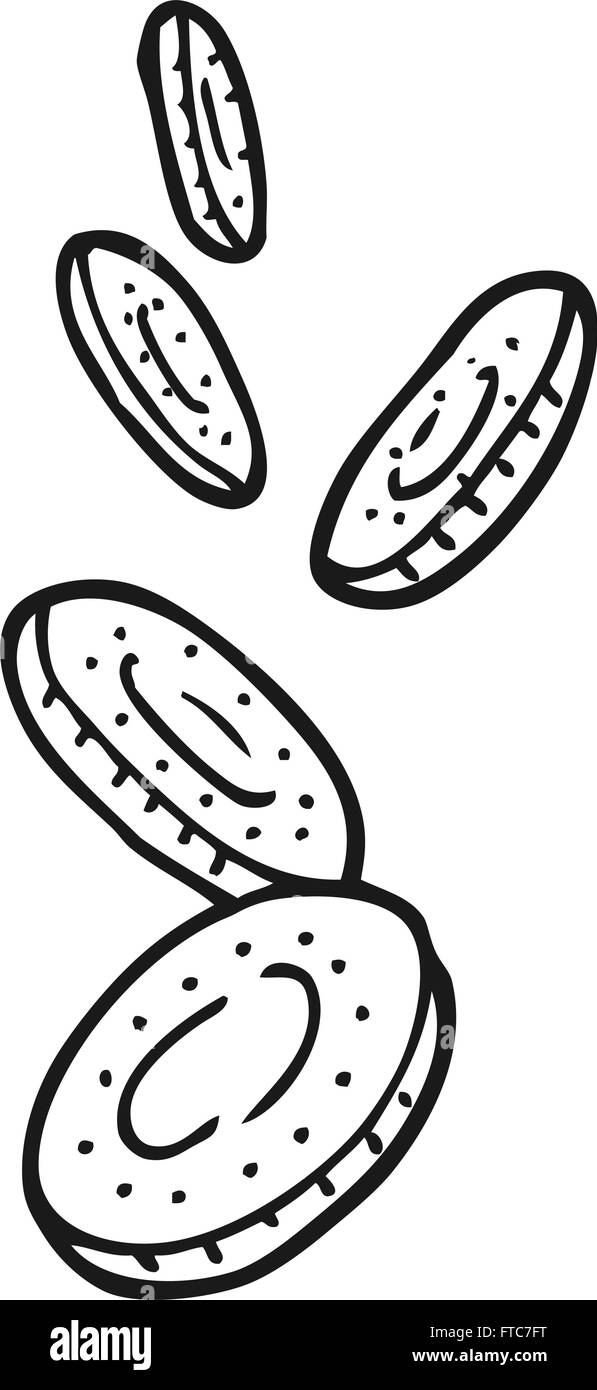 freehand drawn black and white cartoon coins Stock Vector Image & Art ...
