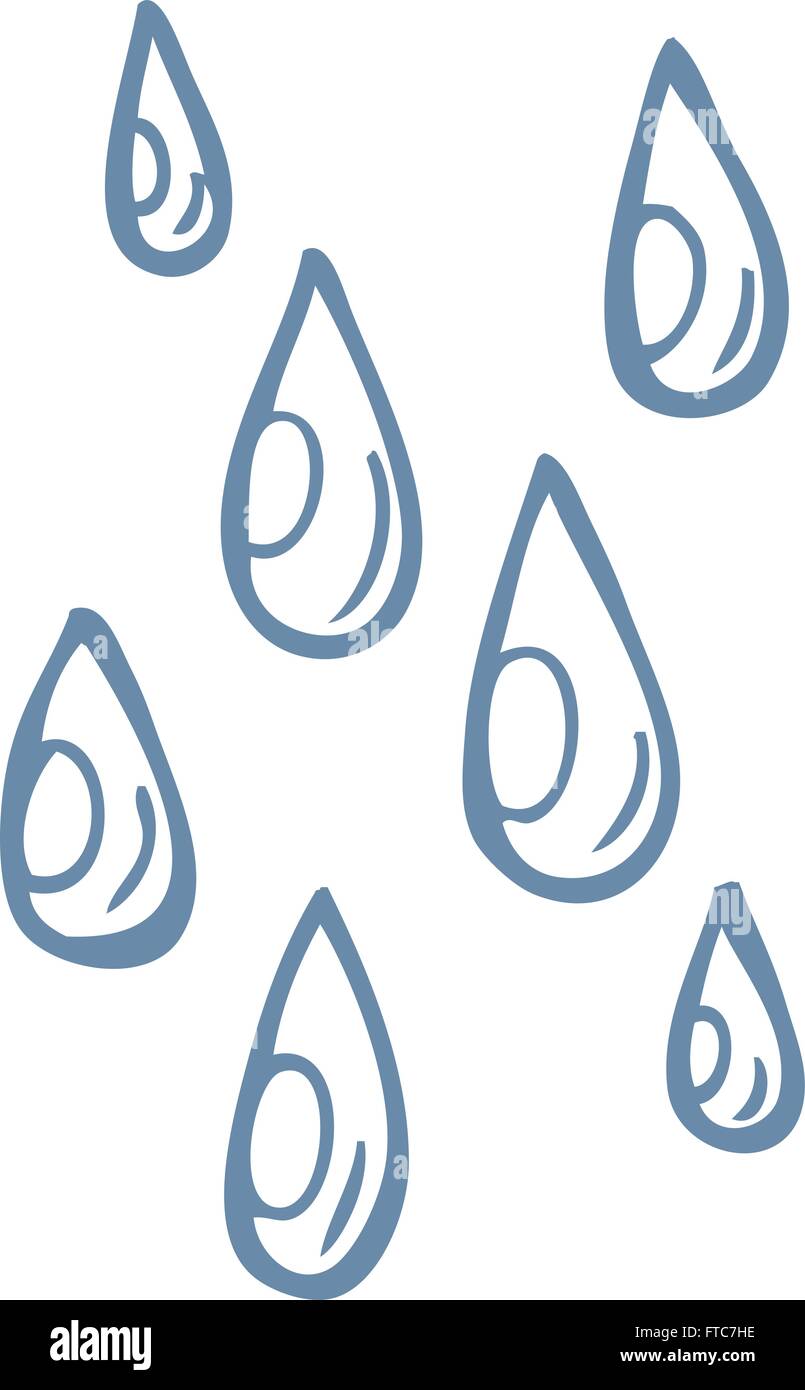 freehand drawn black and white cartoon raindrops Stock Vector Image ...