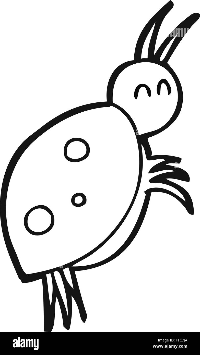 freehand drawn black and white cartoon ladybug Stock Vector Image & Art ...