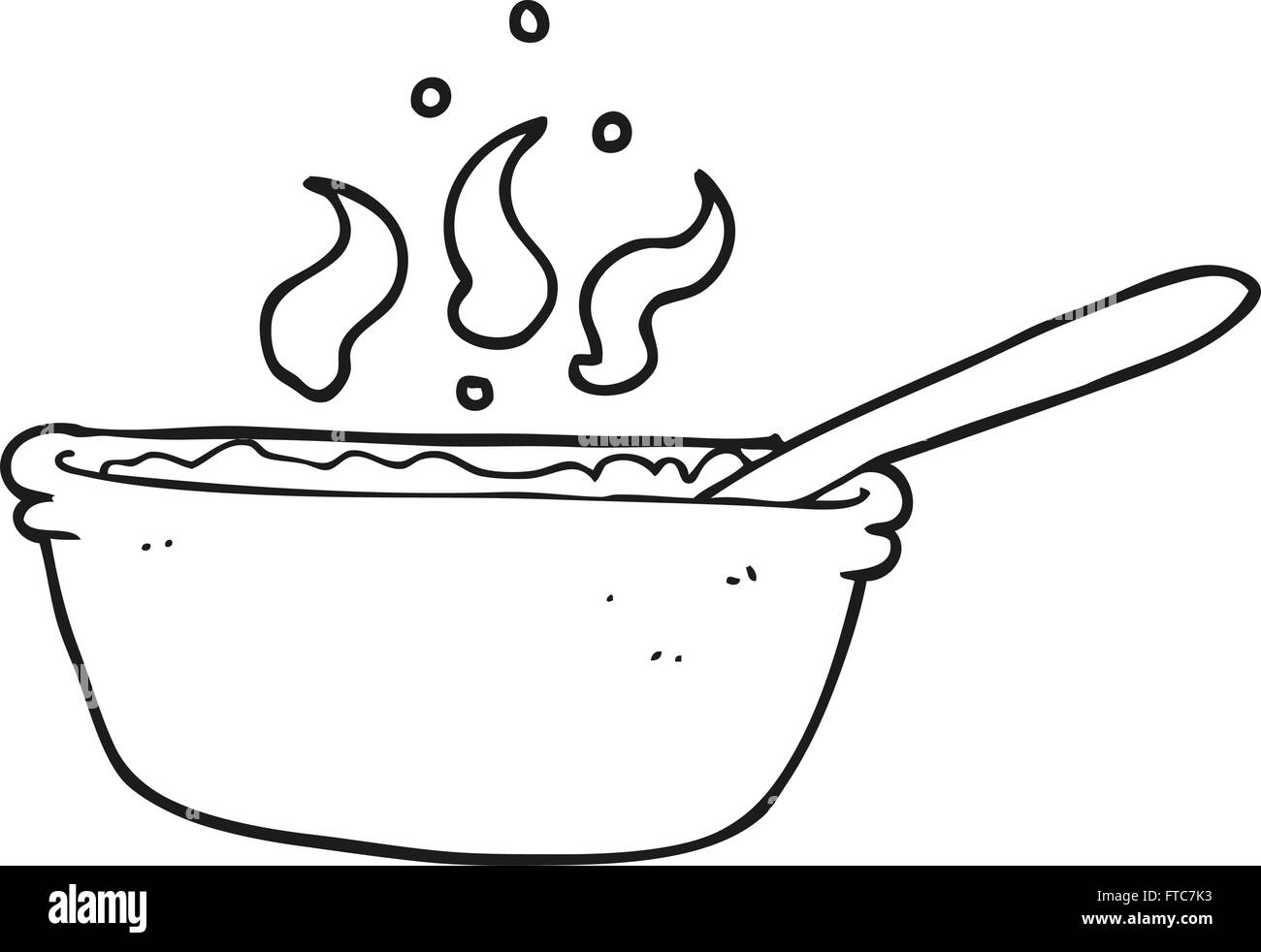freehand drawn black and white cartoon bowl of stew Stock Vector Image ...
