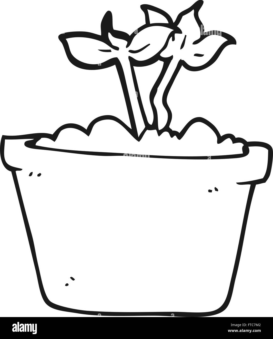 freehand drawn black and white cartoon sprouting plant Stock Vector ...