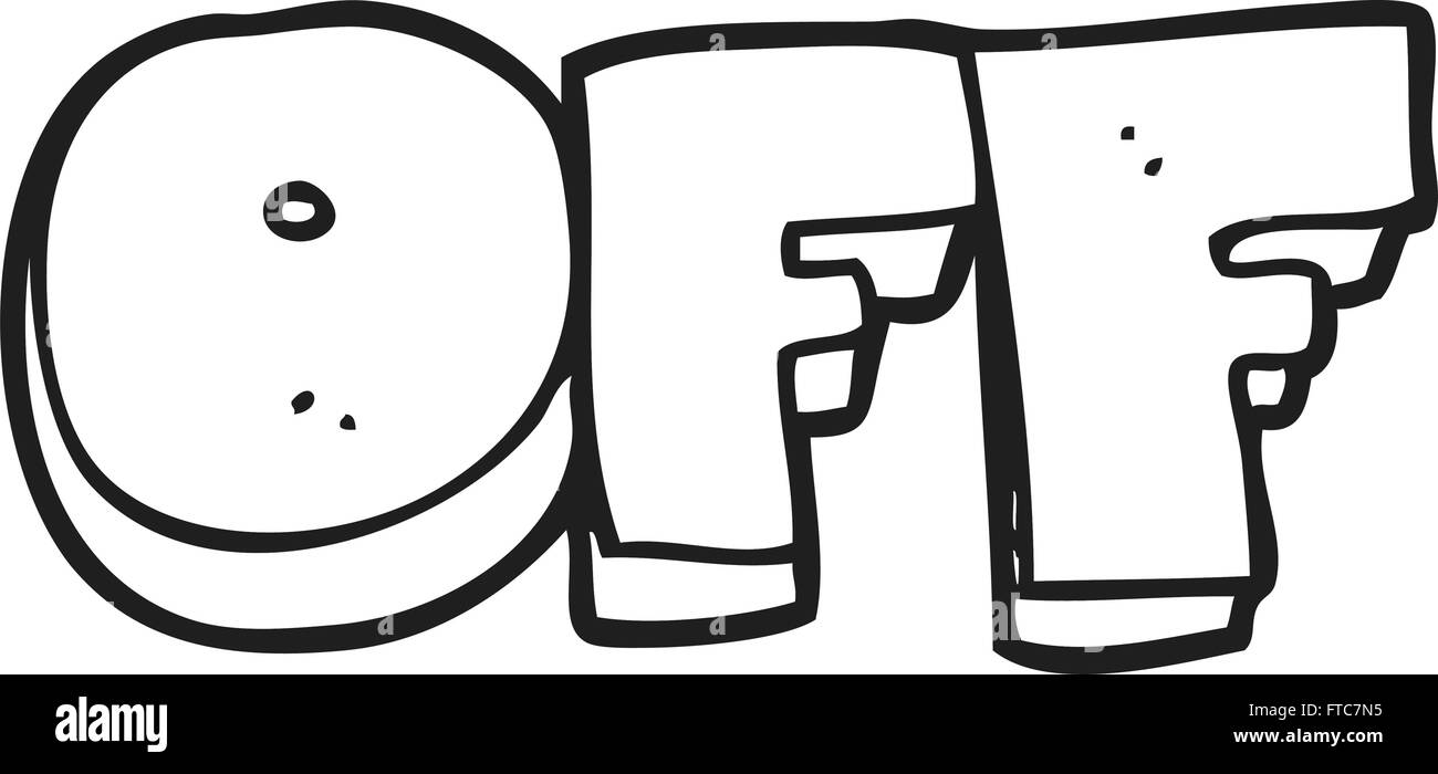 freehand drawn black and white cartoon off sign Stock Vector Image ...