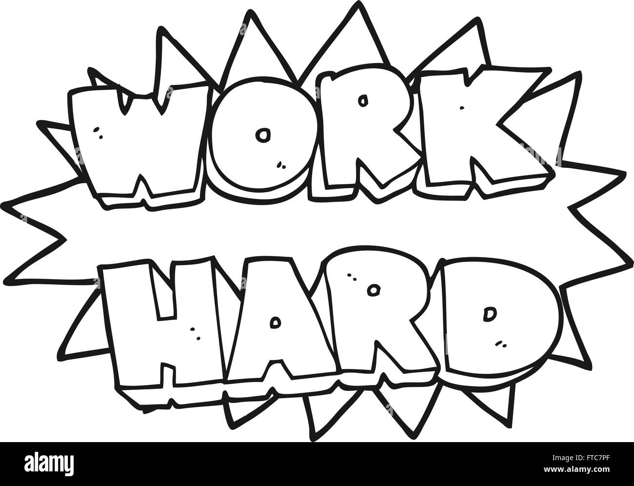 freehand drawn black and white cartoon work hard symbol Stock Vector ...