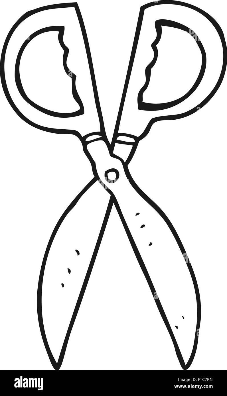freehand drawn black and white cartoon pair of scissors Stock Vector ...
