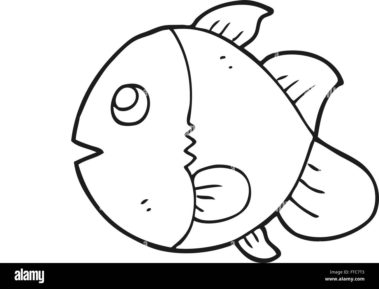 freehand drawn black and white cartoon fish Stock Vector Image & Art ...