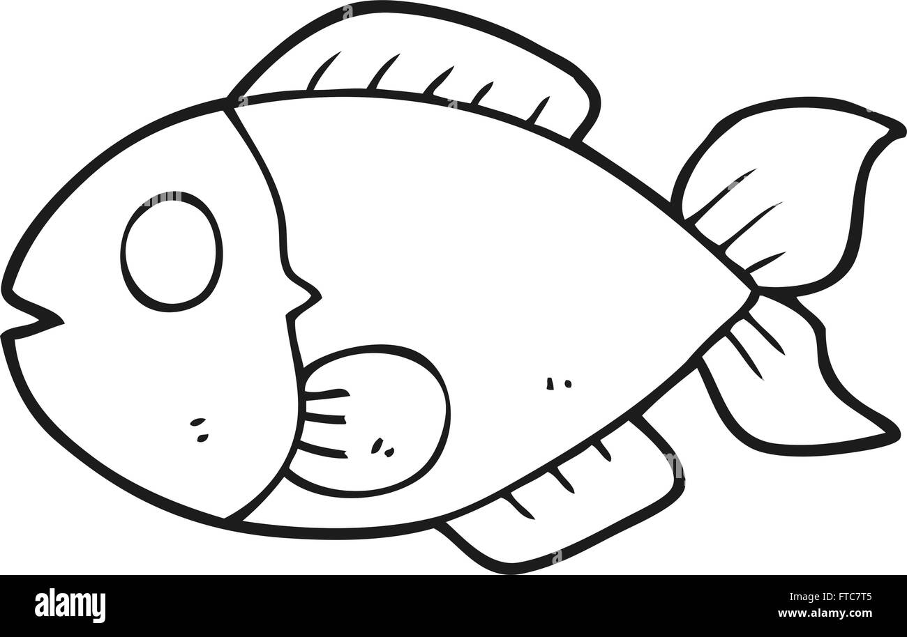 freehand drawn black and white cartoon fish Stock Vector Image & Art ...