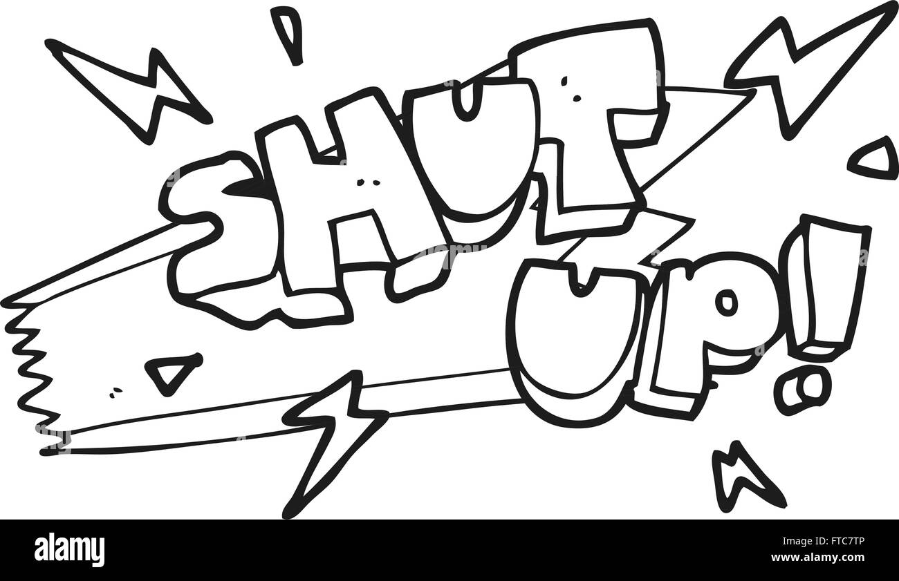 freehand drawn black and white cartoon shut up! symbol Stock Vector ...