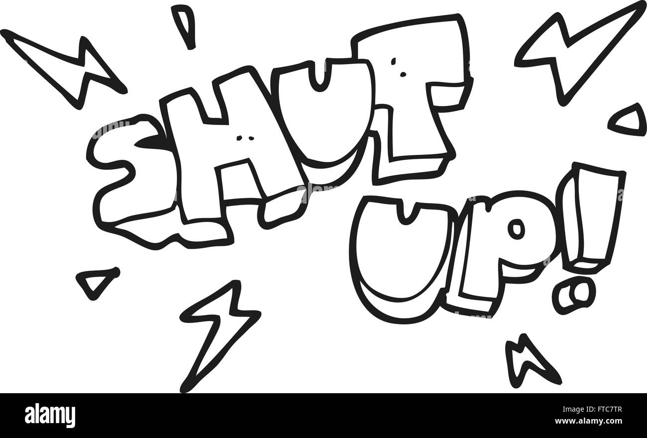 freehand drawn black and white cartoon shut up! symbol Stock Vector ...