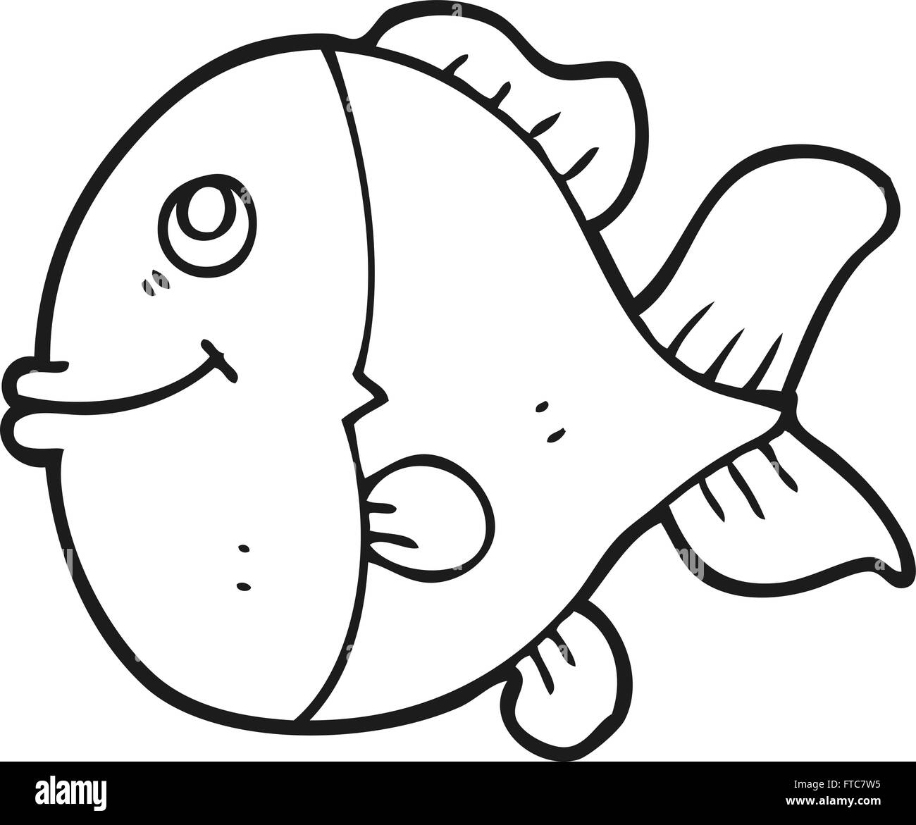 freehand drawn black and white cartoon fish Stock Vector Image & Art ...