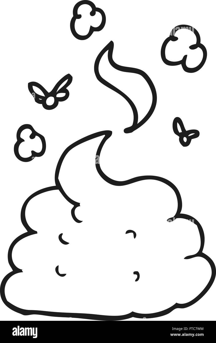 freehand drawn black and white cartoon gross poop Stock Vector Image ...