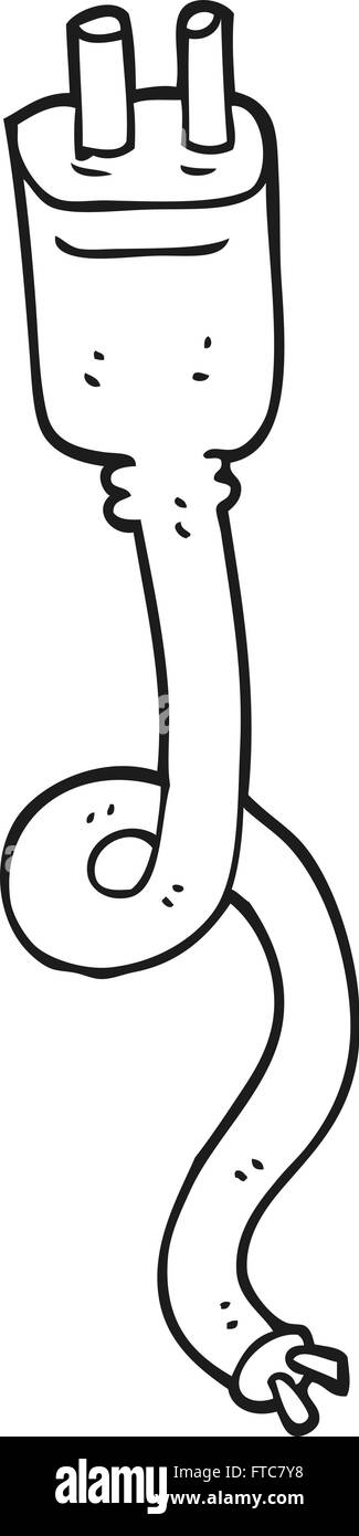 freehand drawn black and white cartoon power wire Stock Vector Image ...