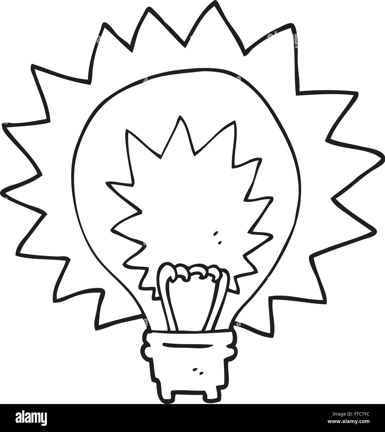 freehand drawn black and white cartoon light bulb shining Stock Vector ...