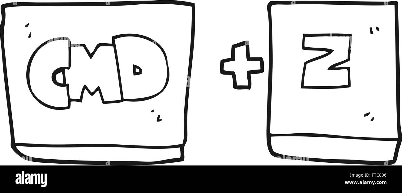 freehand drawn black and white cartoon command Z function Stock Vector ...