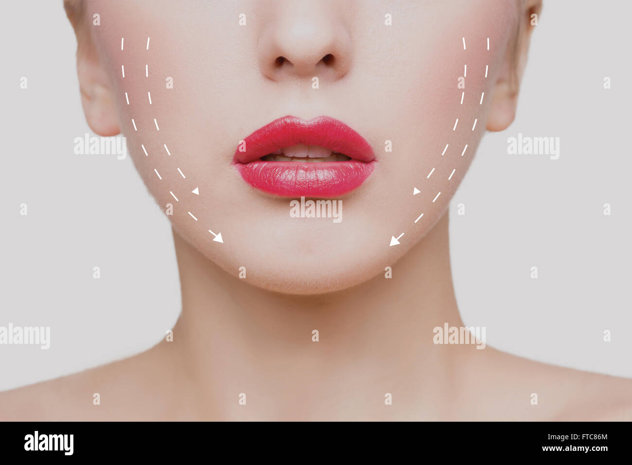 Portrait of young woman with arrows on her face Stock Photo - Alamy