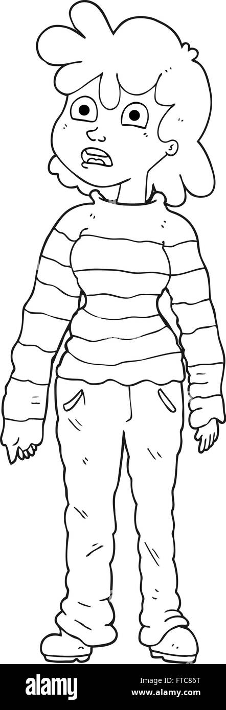 freehand drawn black and white cartoon teenager Stock Vector Image ...