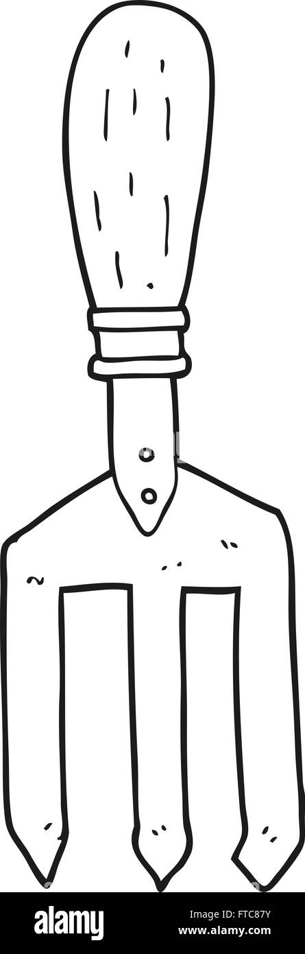 freehand drawn black and white cartoon garden fork Stock Vector Image ...