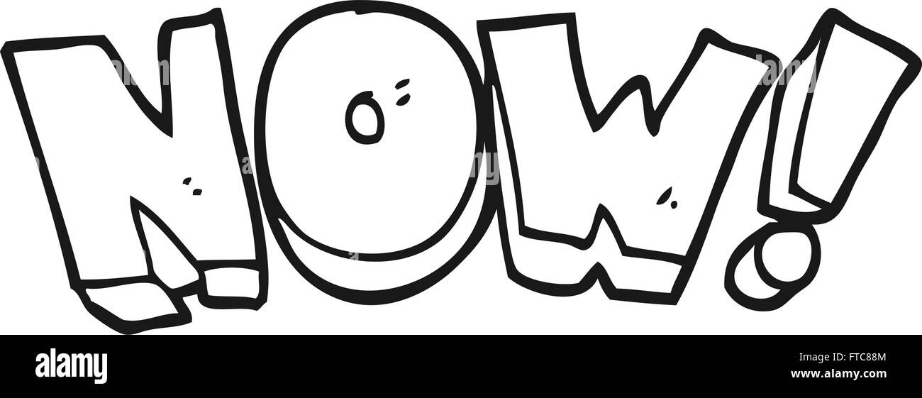 freehand drawn black and white cartoon now symbol Stock Vector Image ...