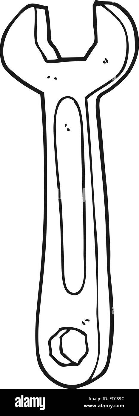 freehand drawn black and white cartoon spanner Stock Vector Image & Art ...