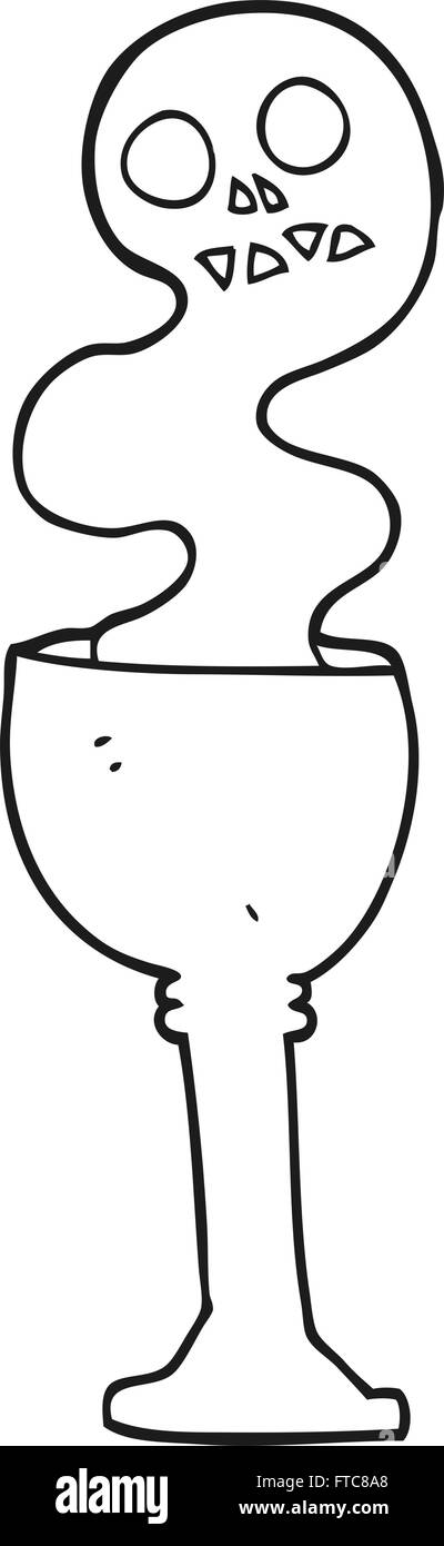 freehand drawn black and white cartoon spooky halloween goblet Stock ...