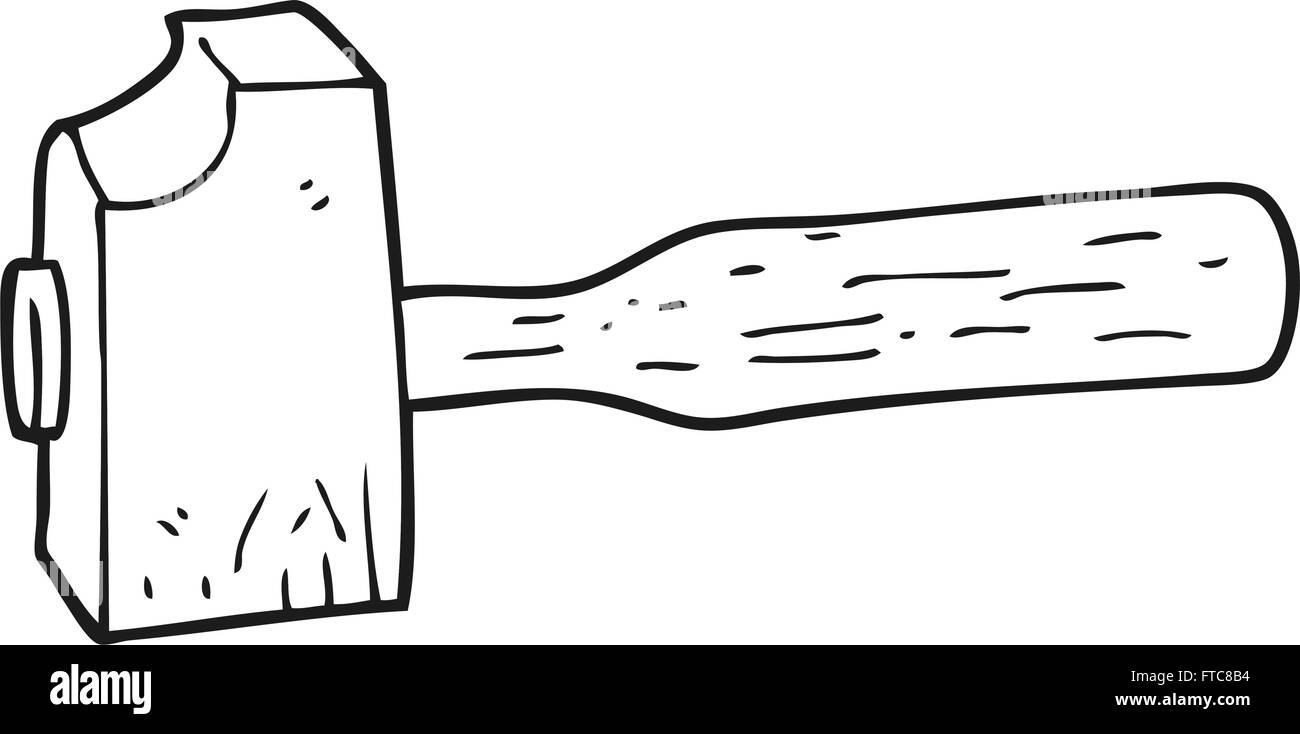 freehand drawn black and white cartoon mallet Stock Vector Image & Art - Alamy