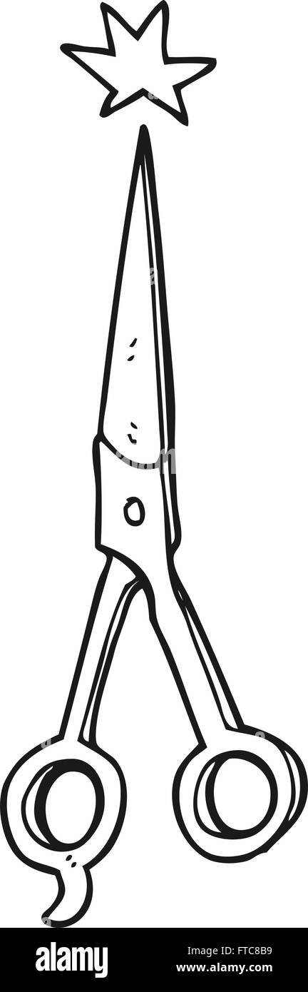 freehand drawn black and white cartoon barber scissors Stock Vector ...