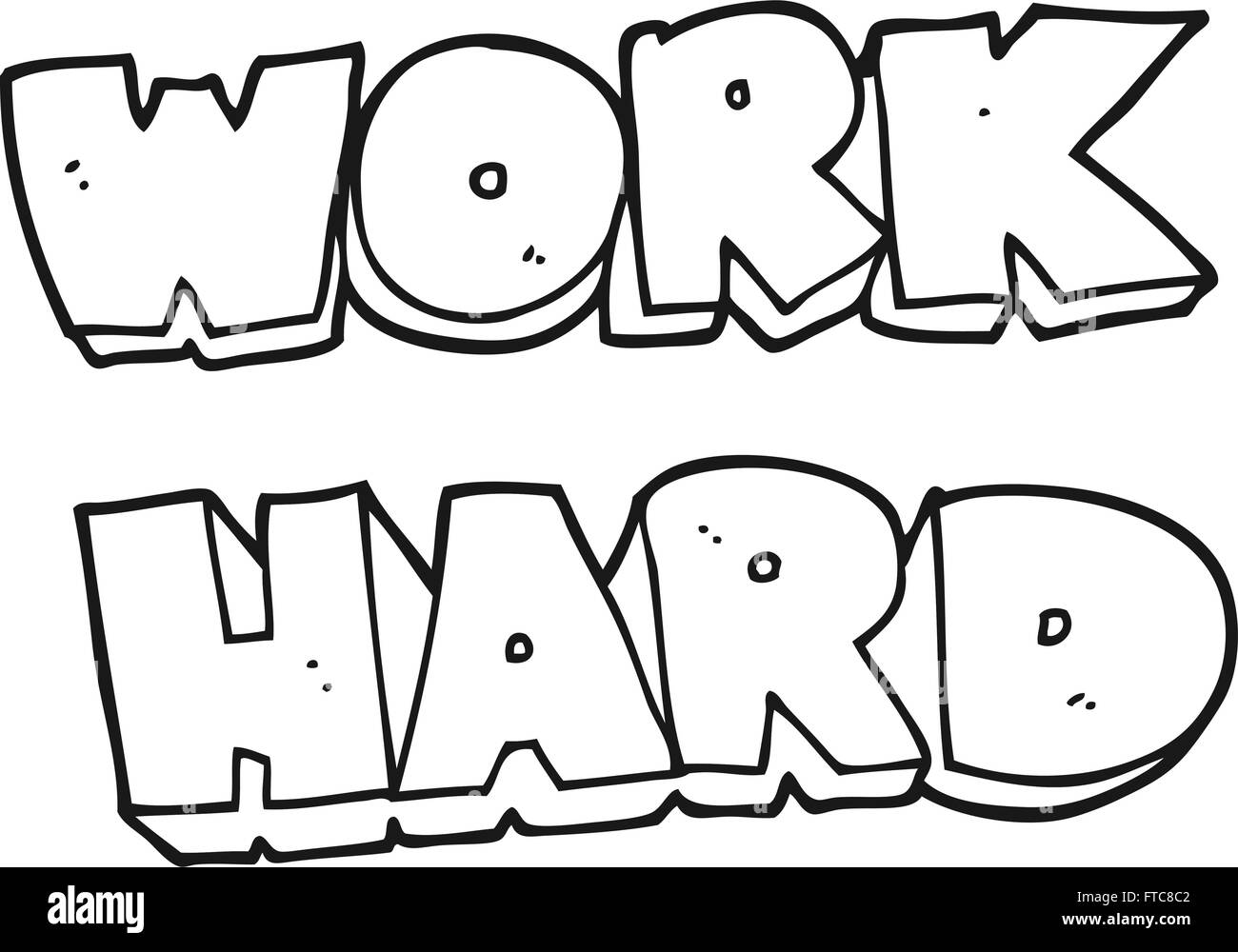 freehand drawn black and white cartoon work hard symbol Stock Vector ...