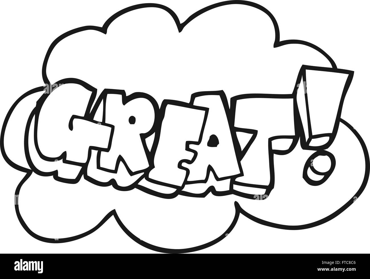 freehand drawn black and white cartoon great shout Stock Vector Image ...