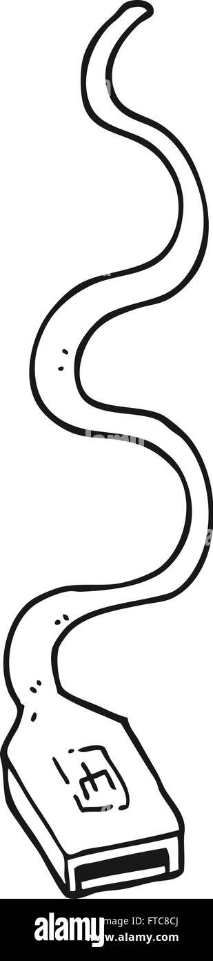 freehand drawn black and white cartoon usb cable Stock Vector Image ...