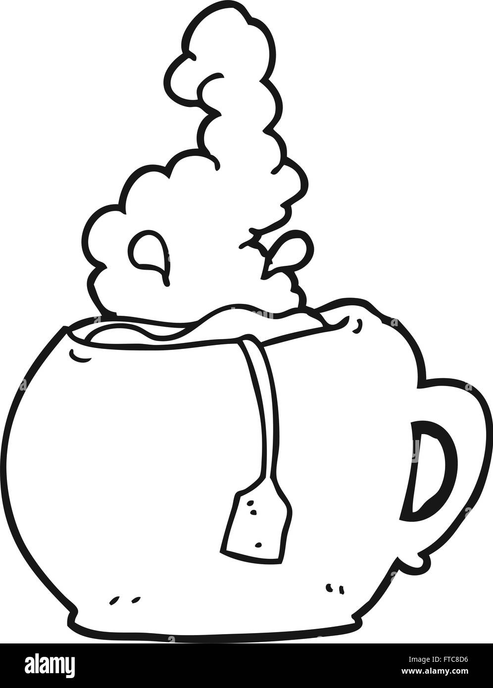 freehand drawn black and white cartoon cup of tea Stock Vector Image ...