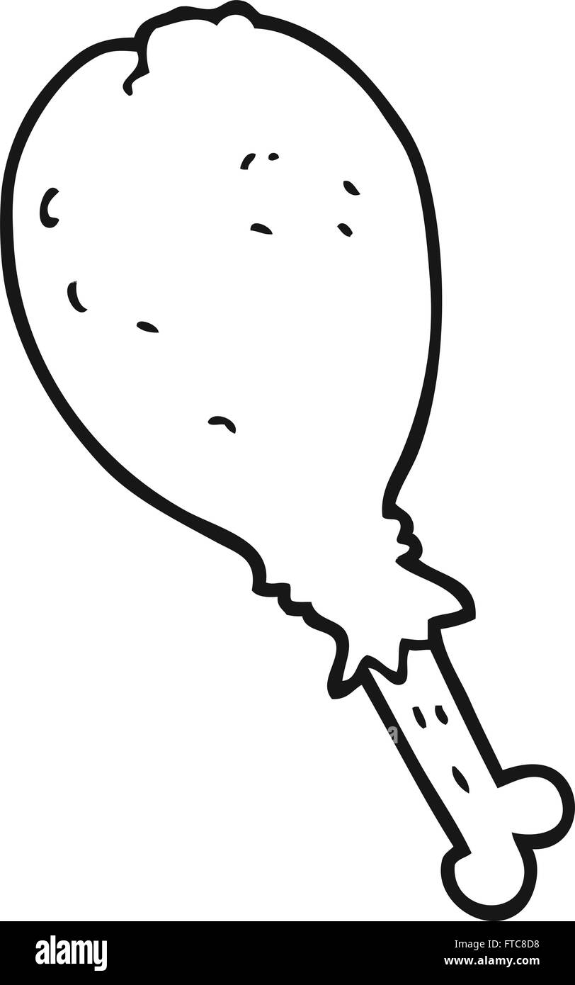 freehand drawn black and white cartoon chicken leg Stock Vector Image ...