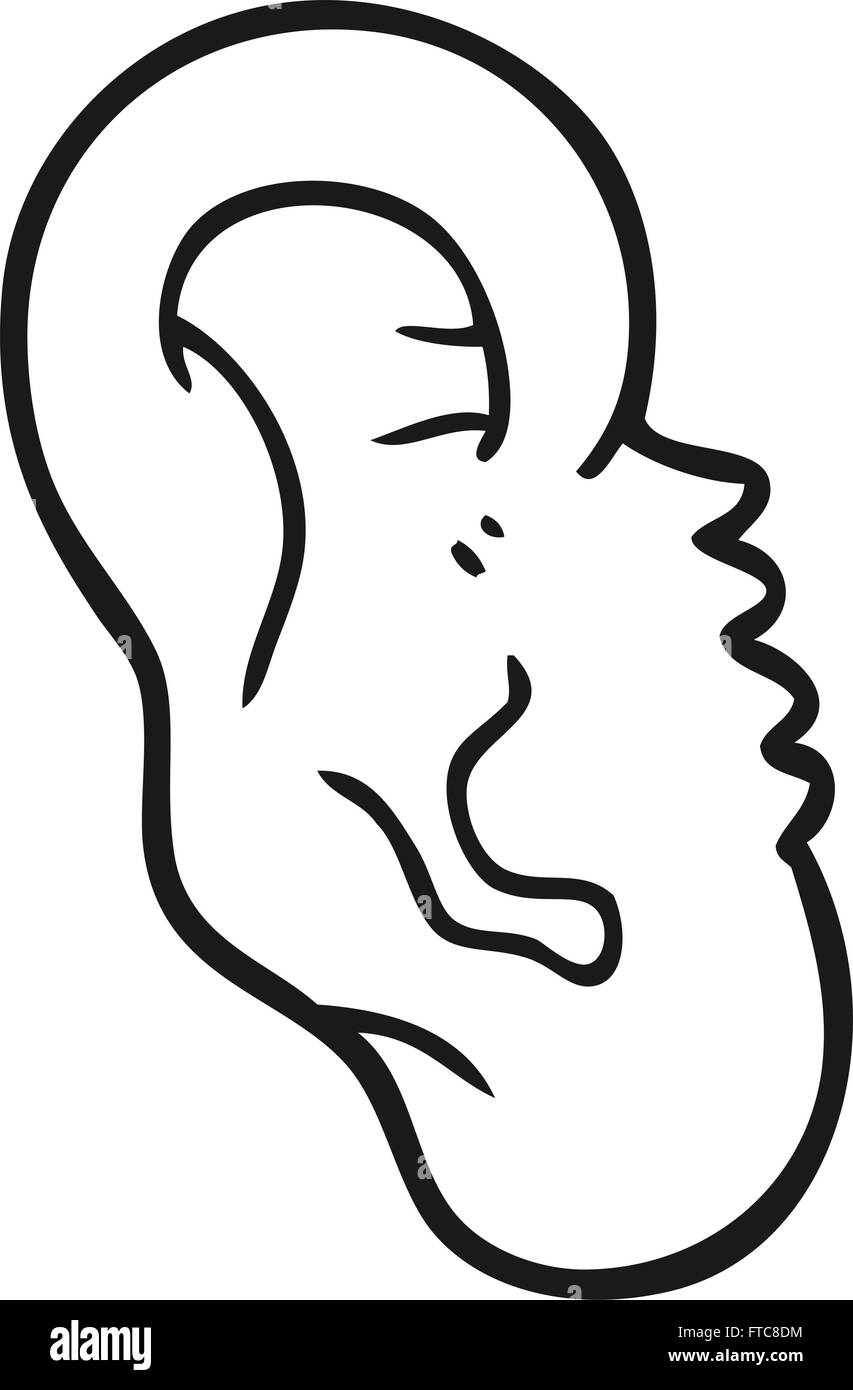 freehand drawn black and white cartoon human ear Stock Vector Image ...