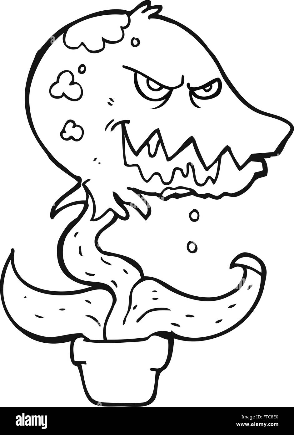 freehand drawn black and white cartoon monster plant Stock Vector Image ...