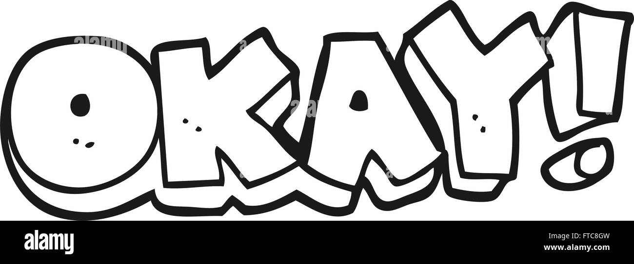 freehand drawn black and white cartoon okay symbol Stock Vector Image ...