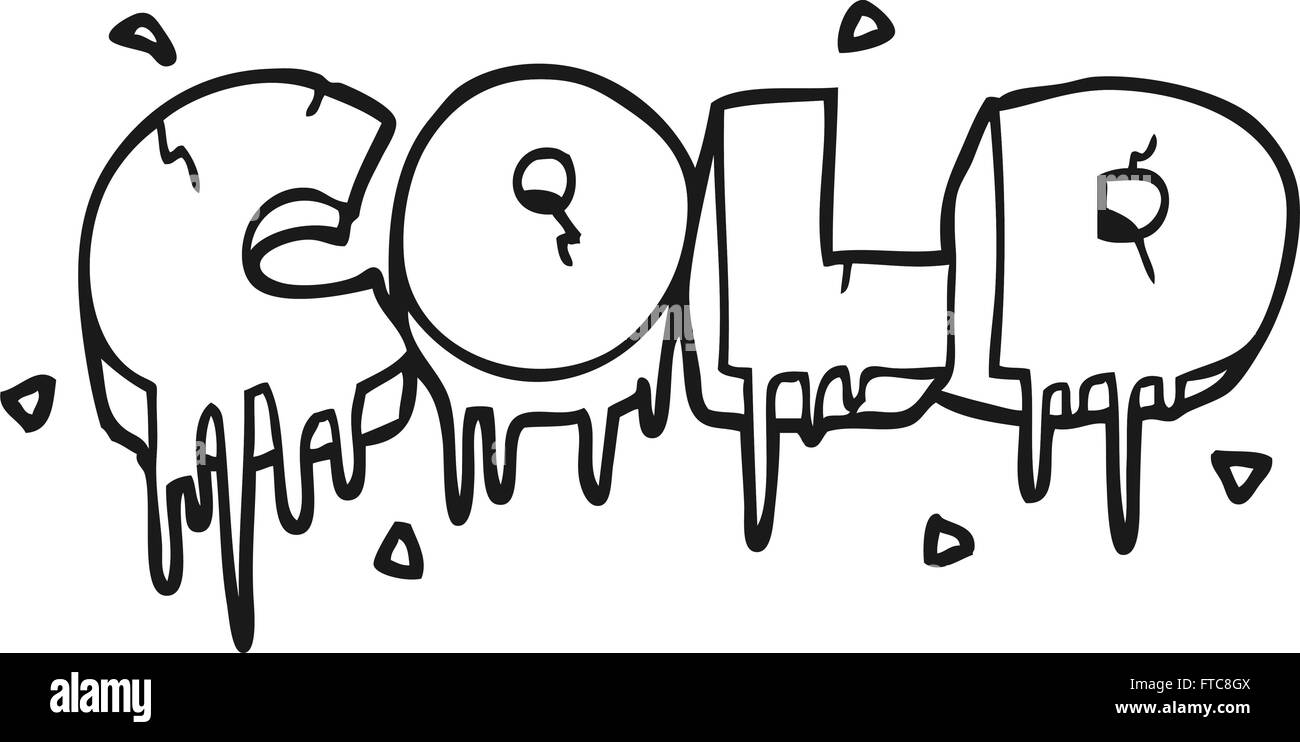 freehand drawn black and white cartoon cold text symbol Stock Vector ...