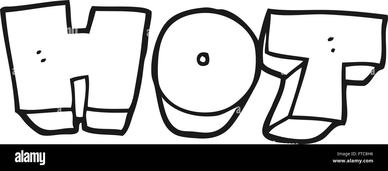 freehand drawn black and white cartoon word hot Stock Vector Image ...