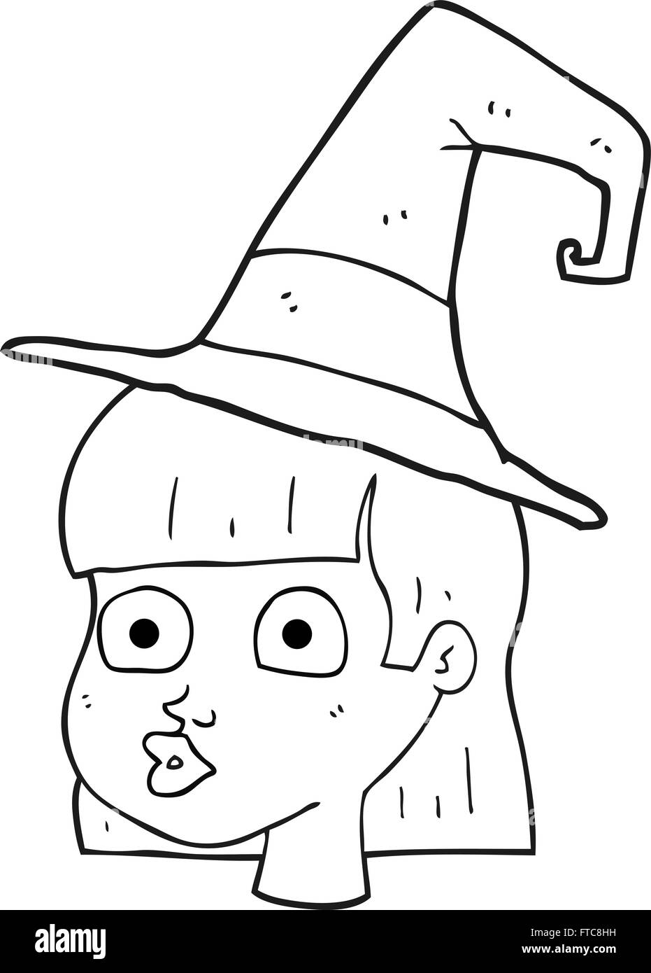 freehand drawn black and white cartoon witch Stock Vector Image & Art ...