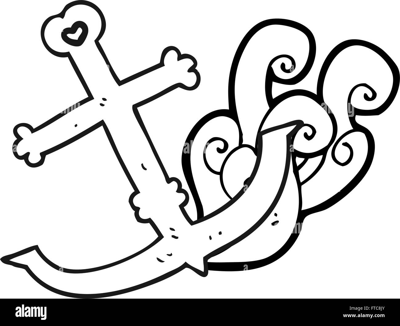 Hand drawing anchor cartoon Black and White Stock Photos & Images - Alamy
