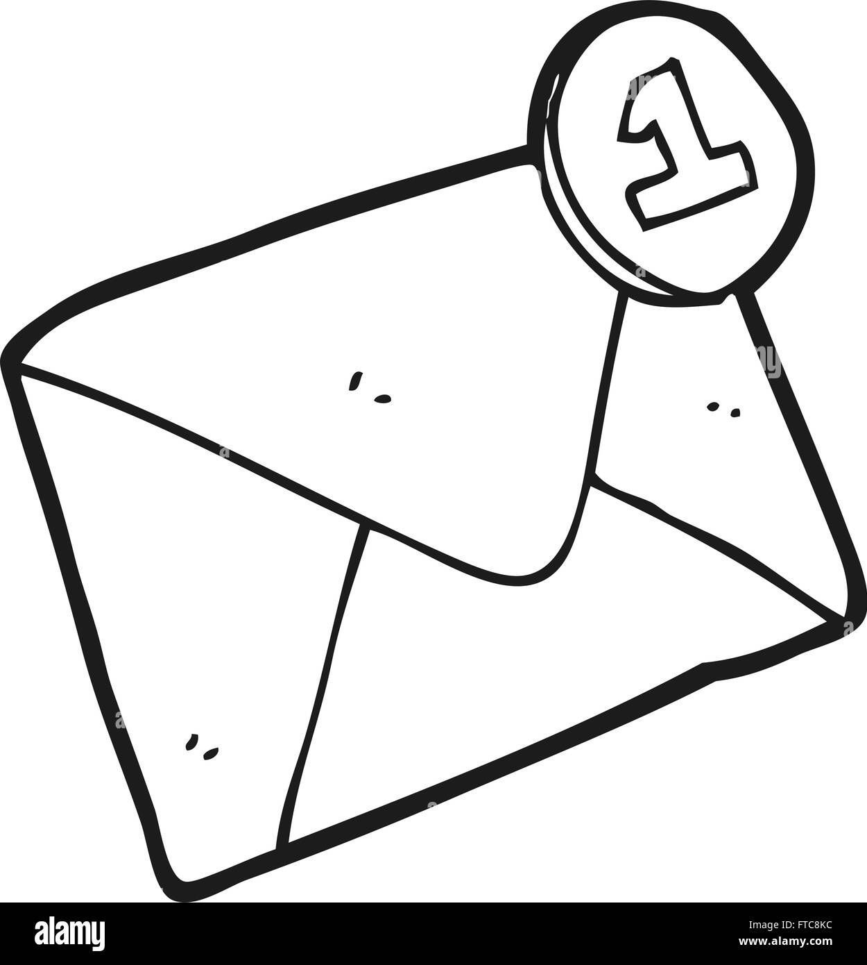 freehand drawn black and white cartoon email Stock Vector Image & Art ...