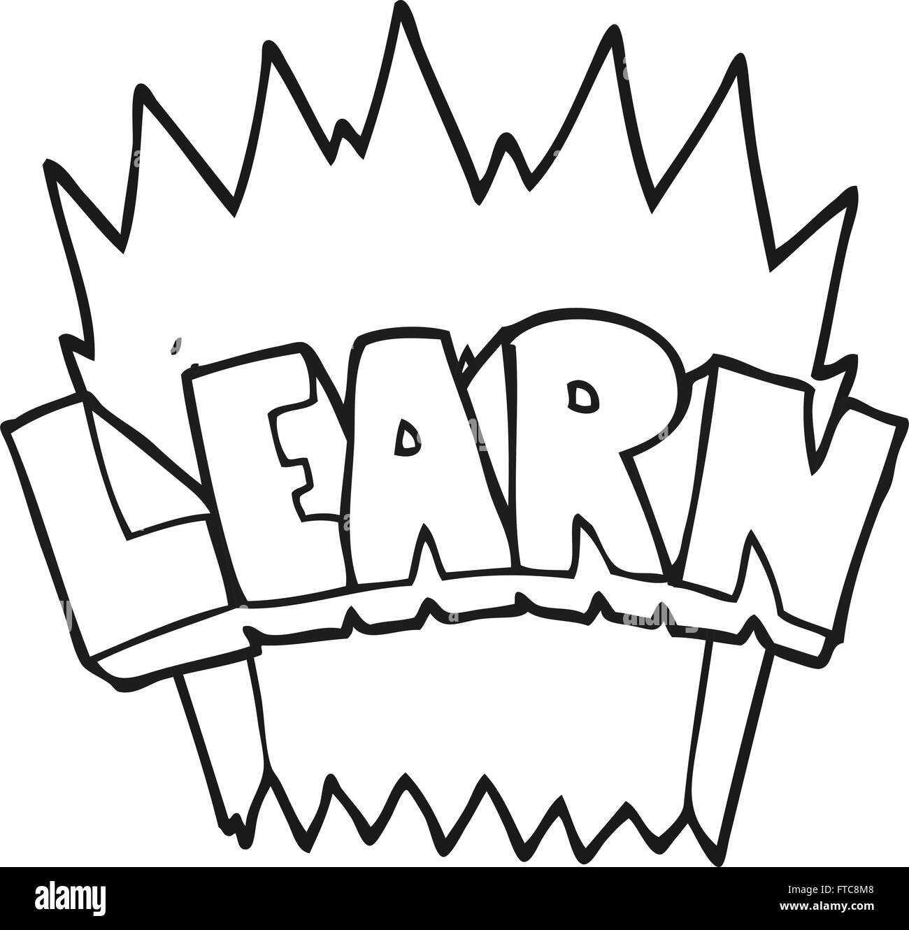 freehand drawn black and white cartoon learn symbol Stock Vector Image ...
