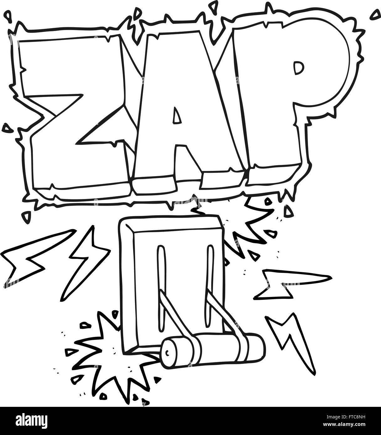 freehand drawn black and white cartoon electrical switch zapping Stock ...